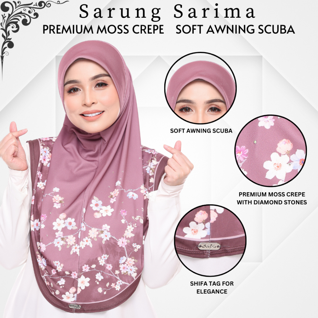 Tudung Sarung Sarima With Shifa Tag | Tudung Sarung Panel | Tudung ...