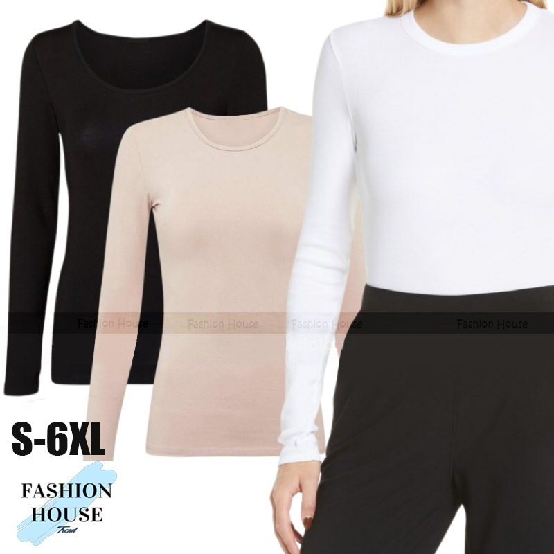 Inner Baju Langan panjang Muslimah inner plus size inner S to6XL Cotton ...