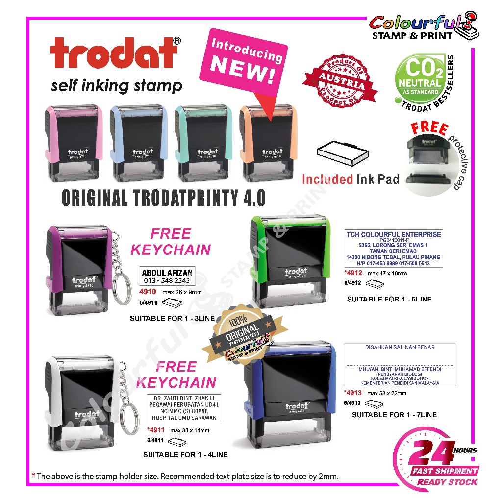 NEW Trodat Self-inked Custom Made Rubber Stamp(Hospital, Office ...