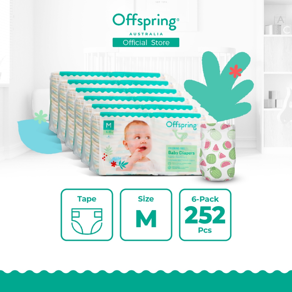 Offspring Fashion Baby Diapers Tape M (252pcs) [6 Packs] | Shopee Malaysia