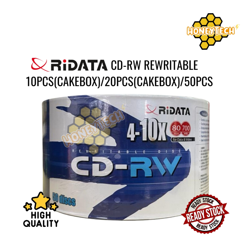 [ ORIGINAL ] RIDATA CD-RW REWRITABLE CDR 700MB/4X-10/80MIN 50PCS/PACK ...