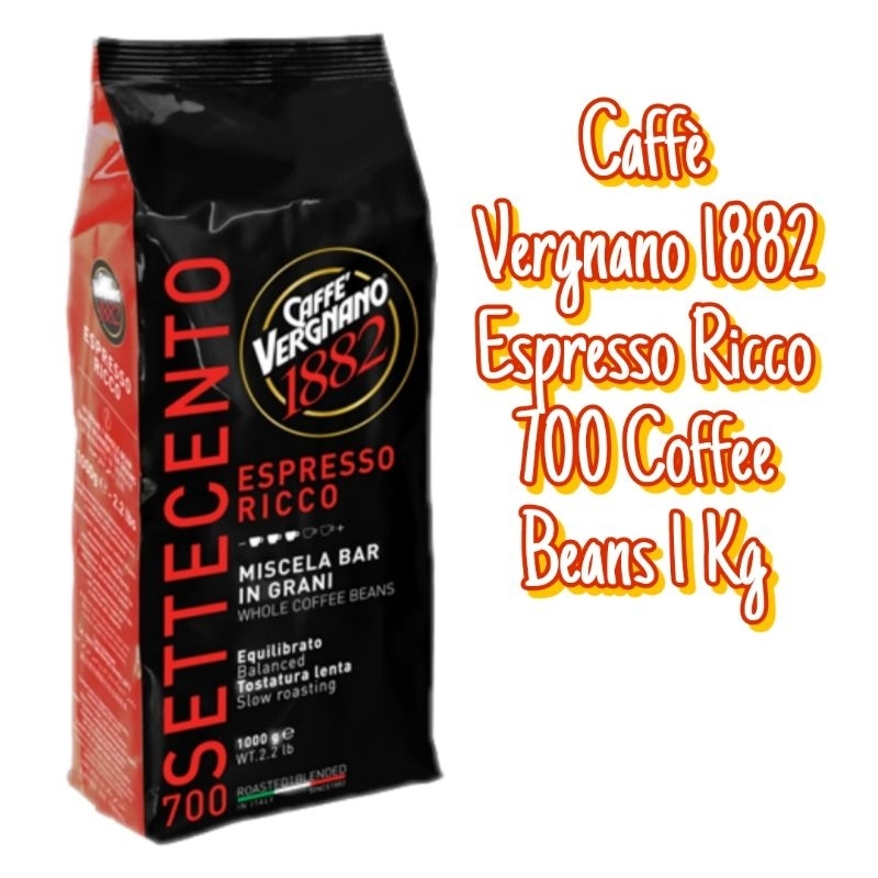 Caffè Vergnano 1882 Espresso Ricco 700 Coffee Beans 1 Kg 😍 🔥(taste just ...