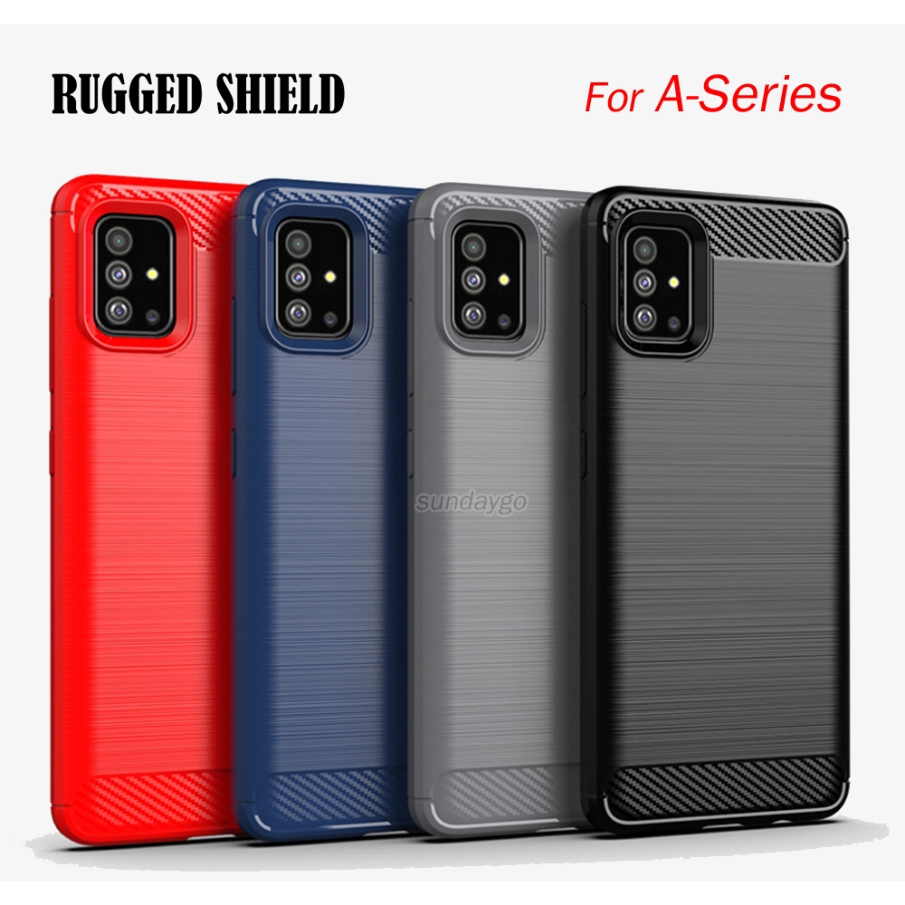 For Samsung Galaxy A20 A30 A30s A50 A50s A51 A52 A52s A54 5G Flexible Carbon Fiber Bumper Case ...