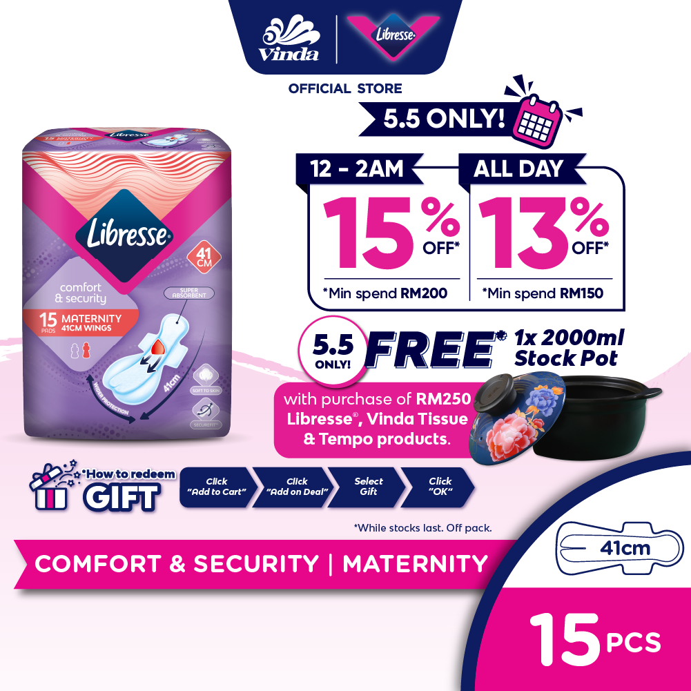 Libresse Maternity Wider Back Night Wings 41cm (3 x 5s) | Shopee Malaysia