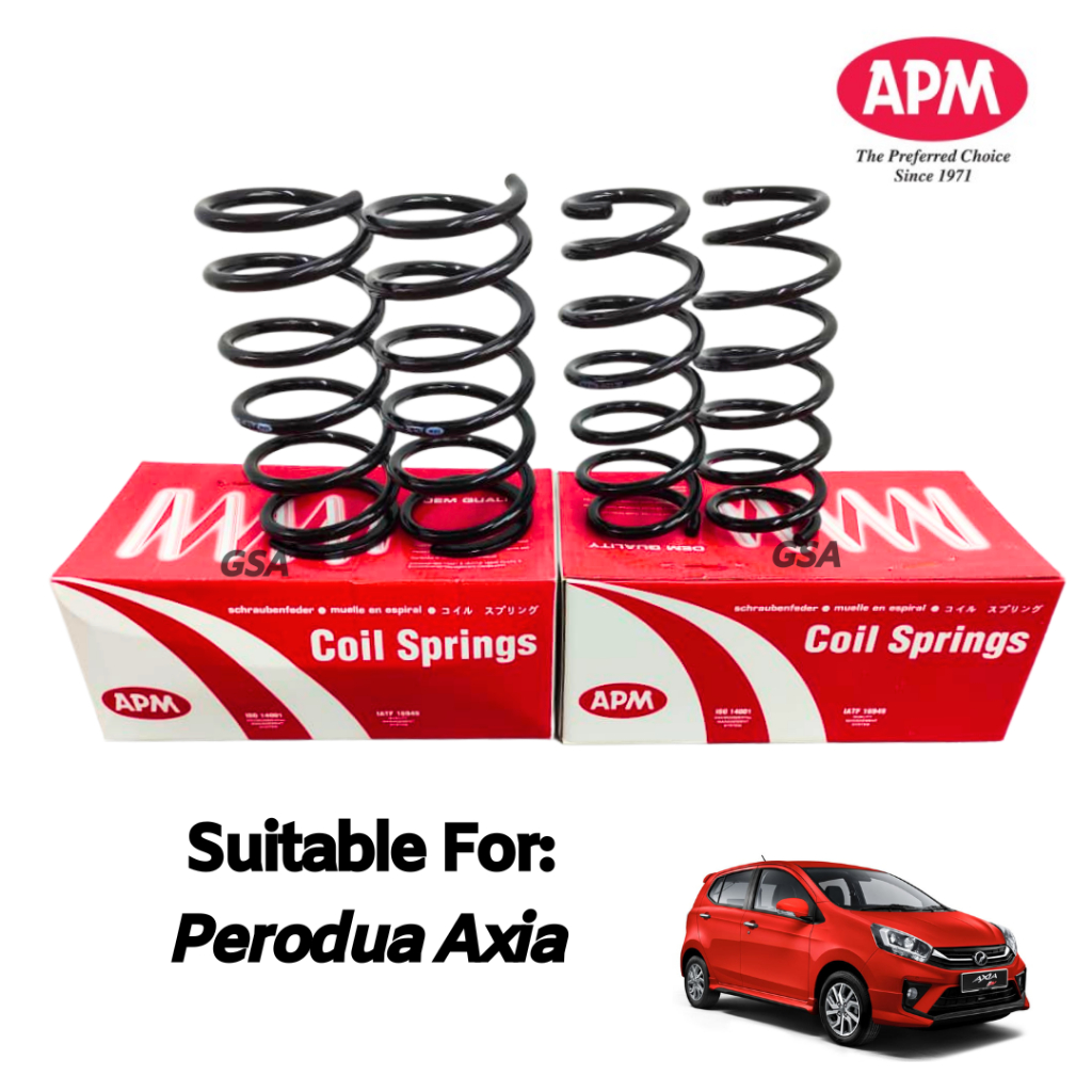 APM Perodua Axia (14'-) Coil Spring Front/Depan & Rear/Belakang Set (2 ...