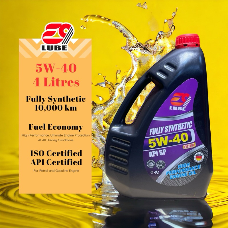 E9 5W-40 Fully Synthetic Engine Oil 4L API SP (100% GENUINE OIL) Proton ...