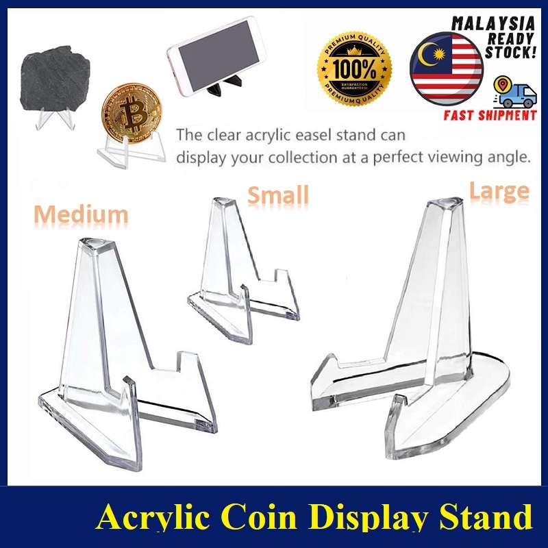 Acrylic Coin Display Stand / Transparent Plastic Easel Medal Badge ...