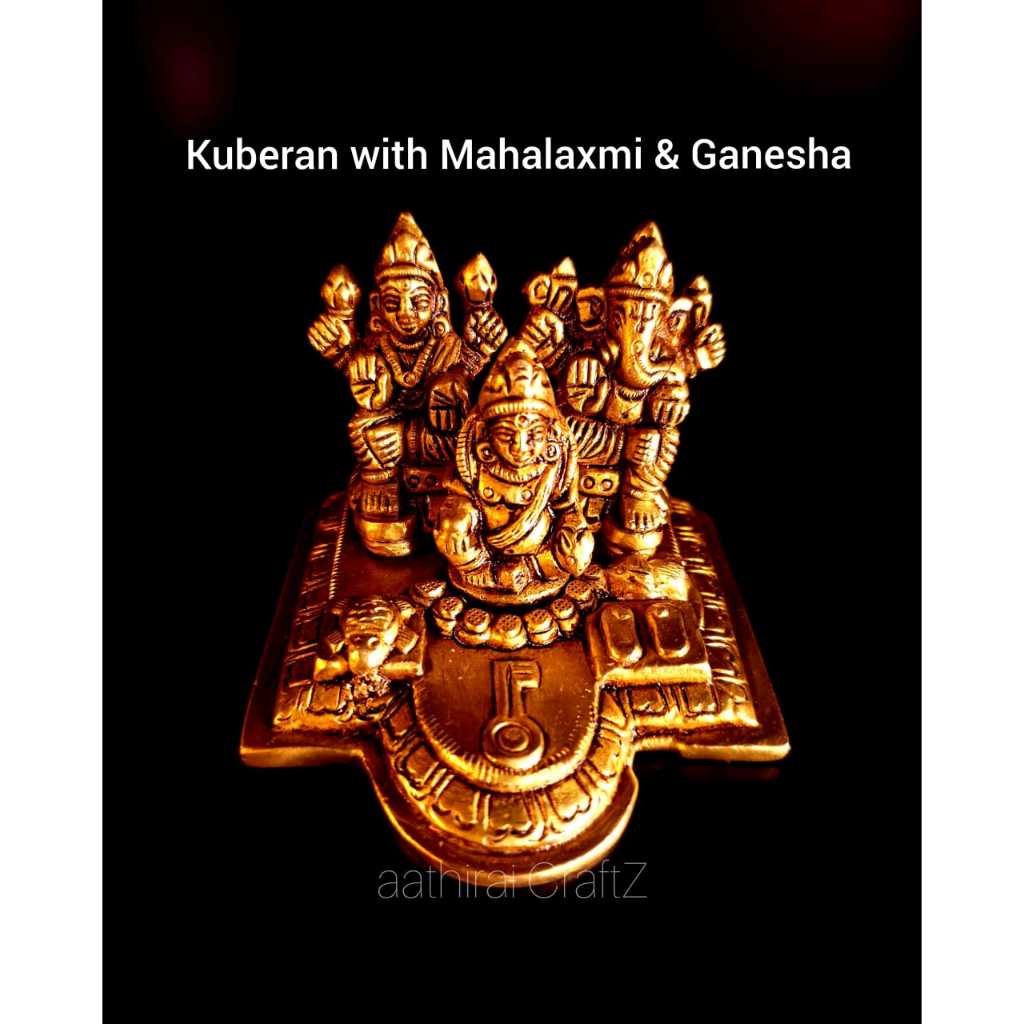 Mahalaxmi with Kuber Vinayagar / Kuber Lakshmi Ganesha Statue Brass ...