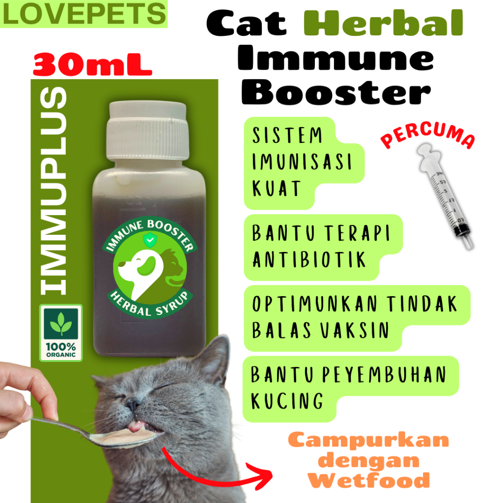LovePets | Cat Immune Booster / Immunisasi Kucing 30mL | Shopee Malaysia