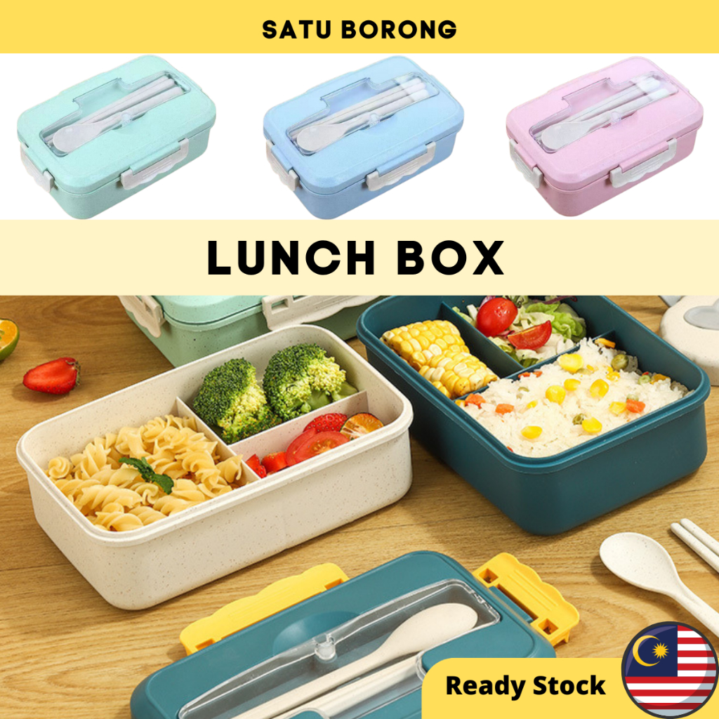 Lunch Box Set For Kids And Adult Plain Colour Food Container Bekas ...