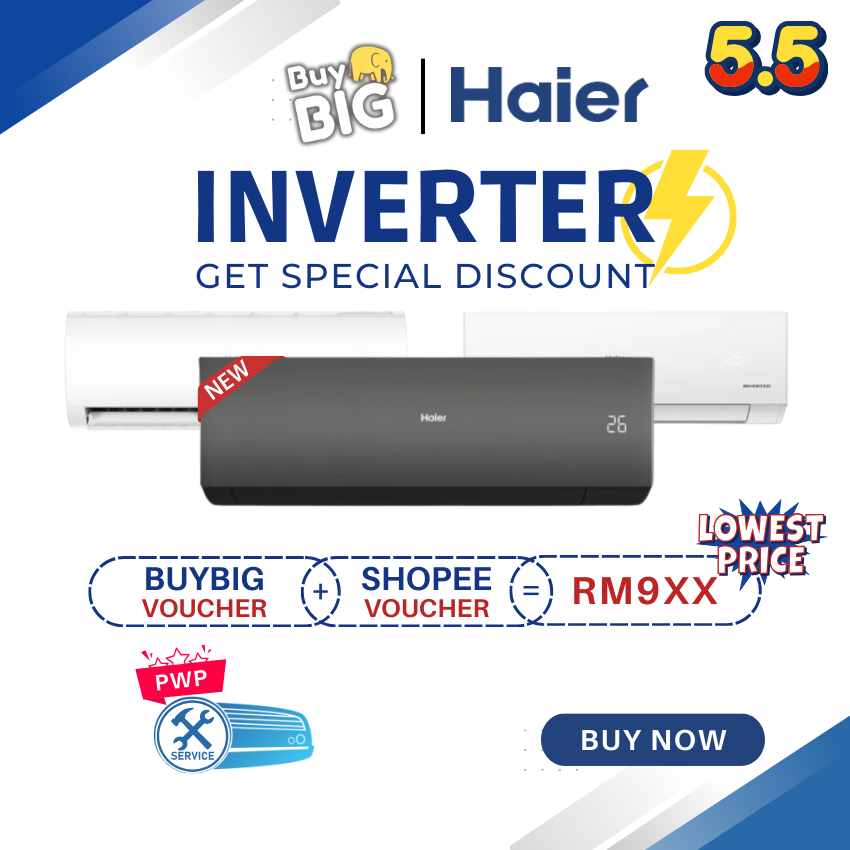 🛠️Haier Inverter 1.0HP~2.5HP R32 Air Conditioner PWP Aircond ...