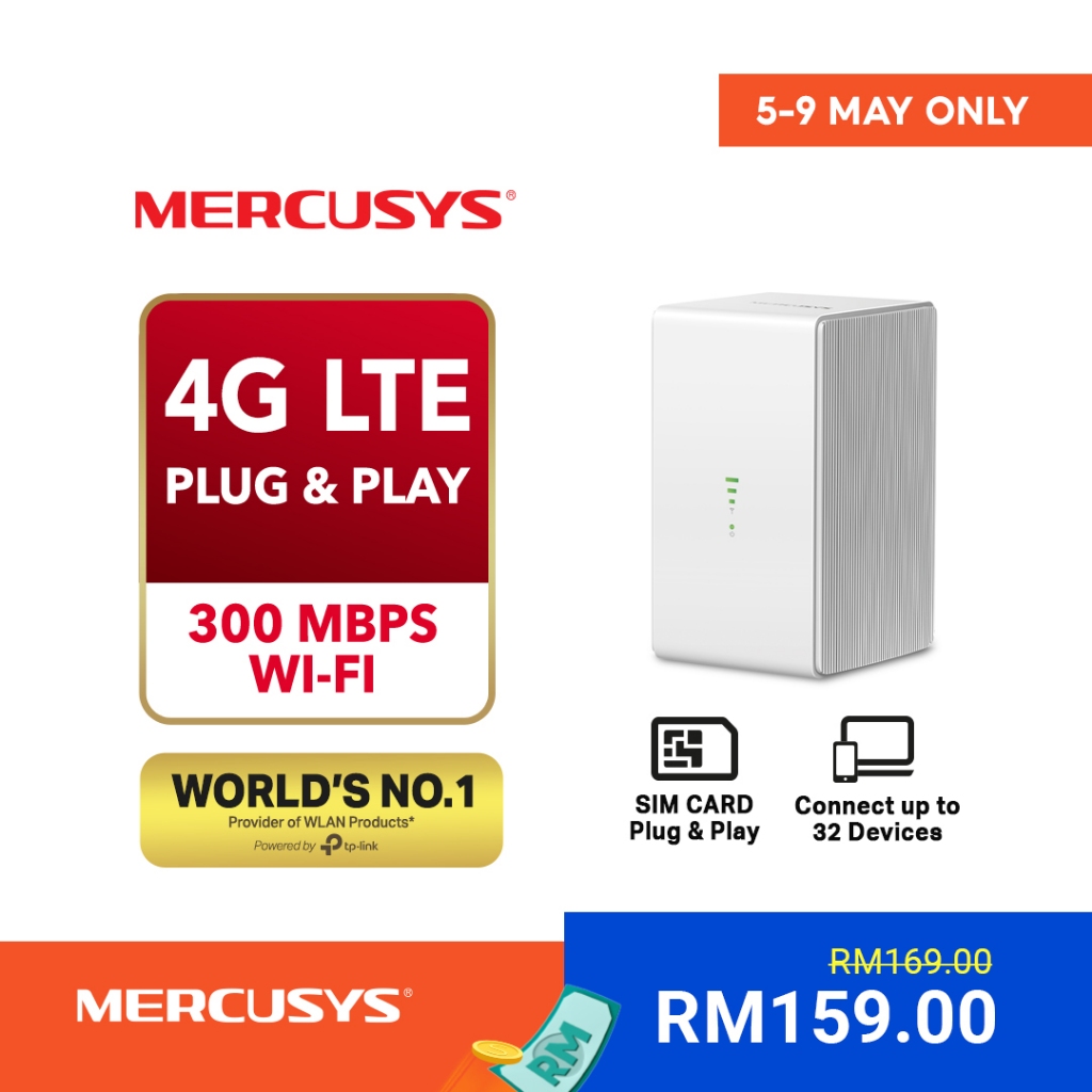 Mercusys 300Mbps Wireless N 4G LTE Plug and Play Router MB110-4G ...