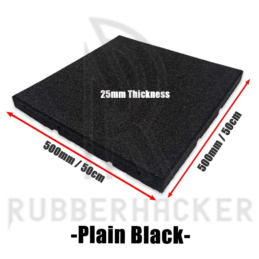25MM THICK RUBBER GYM Tiles FLOOR MAT - 25mm x 500mm X 500mm (PRICE ...