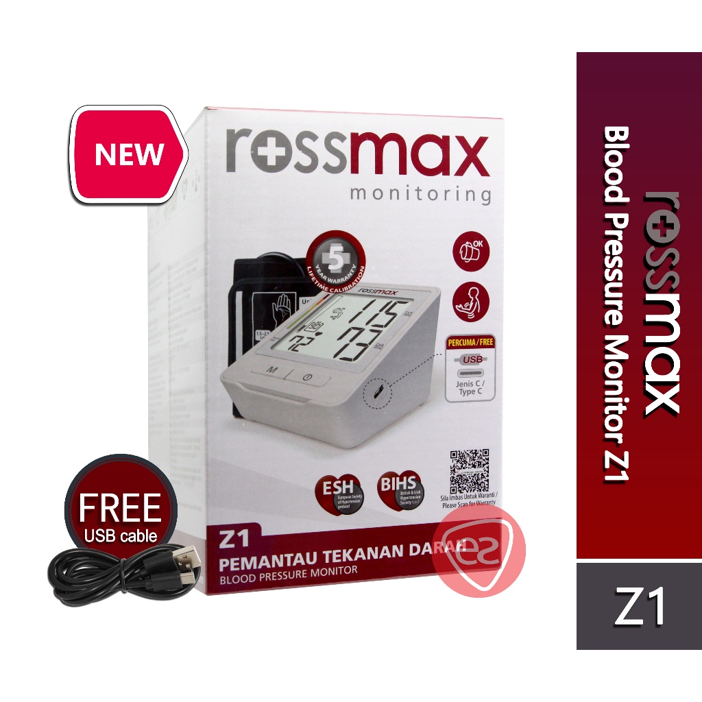 Rossmax Z1 Blood Pressure Monitor (5-Year Warranty) With Free USB Cable ...