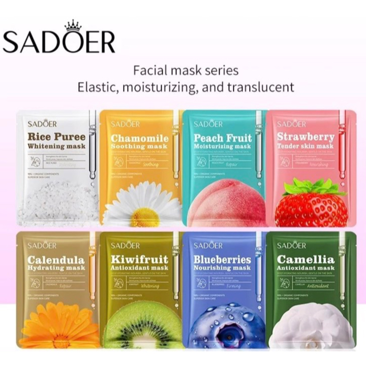🇲🇾【Ready Stock💯】SADOER Fresh Fruit Mask Series Natural Brightening Hydrating Moisturizing Facial ...