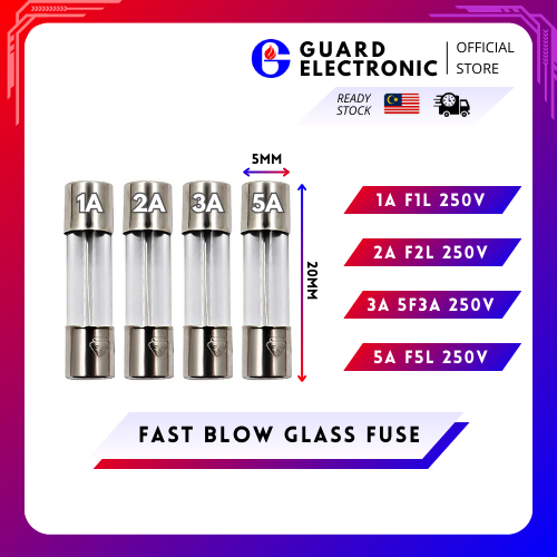 Glass Fuse Fast Blow 250V 1A 2A 3A 5A 5mmx20mm Glass Tube Fuse Fius Kaca | Shopee Malaysia