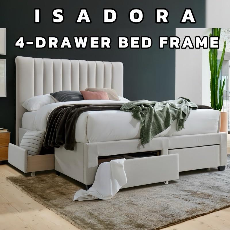LUXE: Isadora 4 Drawer Queen Storage Bed Frame | 4 Laci Katil Queen ...