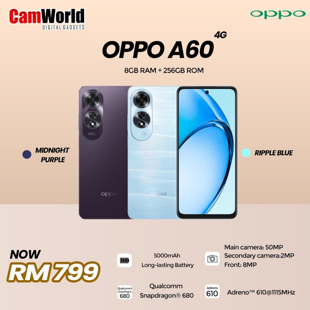 OPPO A60 4G (8+256GB) | Shopee Malaysia