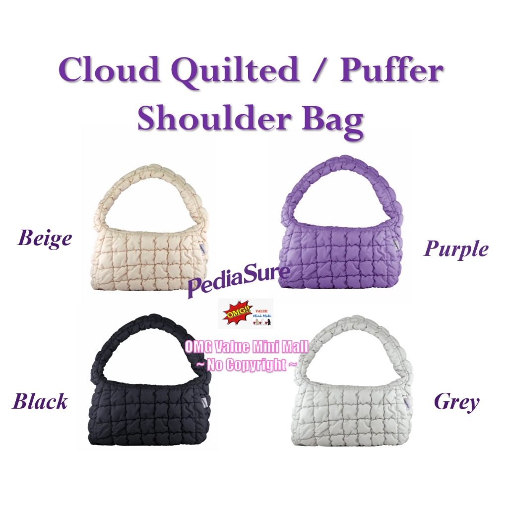 [Pediasure] Puffer Cloud Quilted Shoulder Bag - Women's Pleated Bubble Tote Trendy Fashion Sling ...