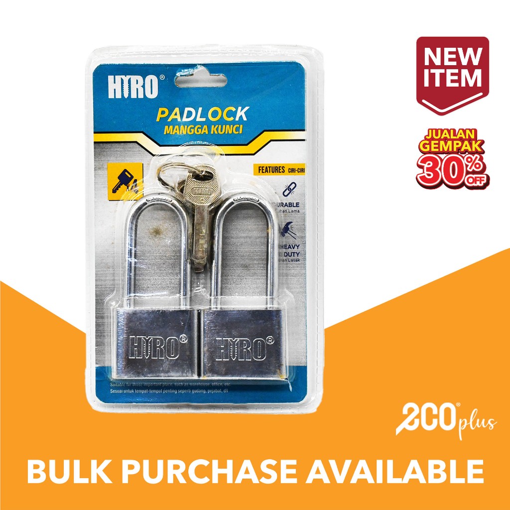 Hiro Padlock Long Shackle 40mm (2pcs/pack) | Shopee Malaysia