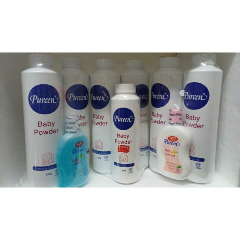 Pureen Baby Powder Mild & Caring (525g x 2 foc powder/bath/lotion ...