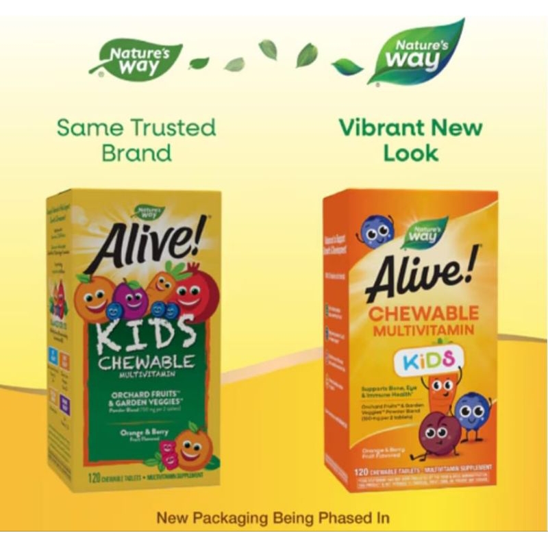 Nature's Way, Alive! Kids, Chewable Multivitamin, Orange & Berry Fruit ...