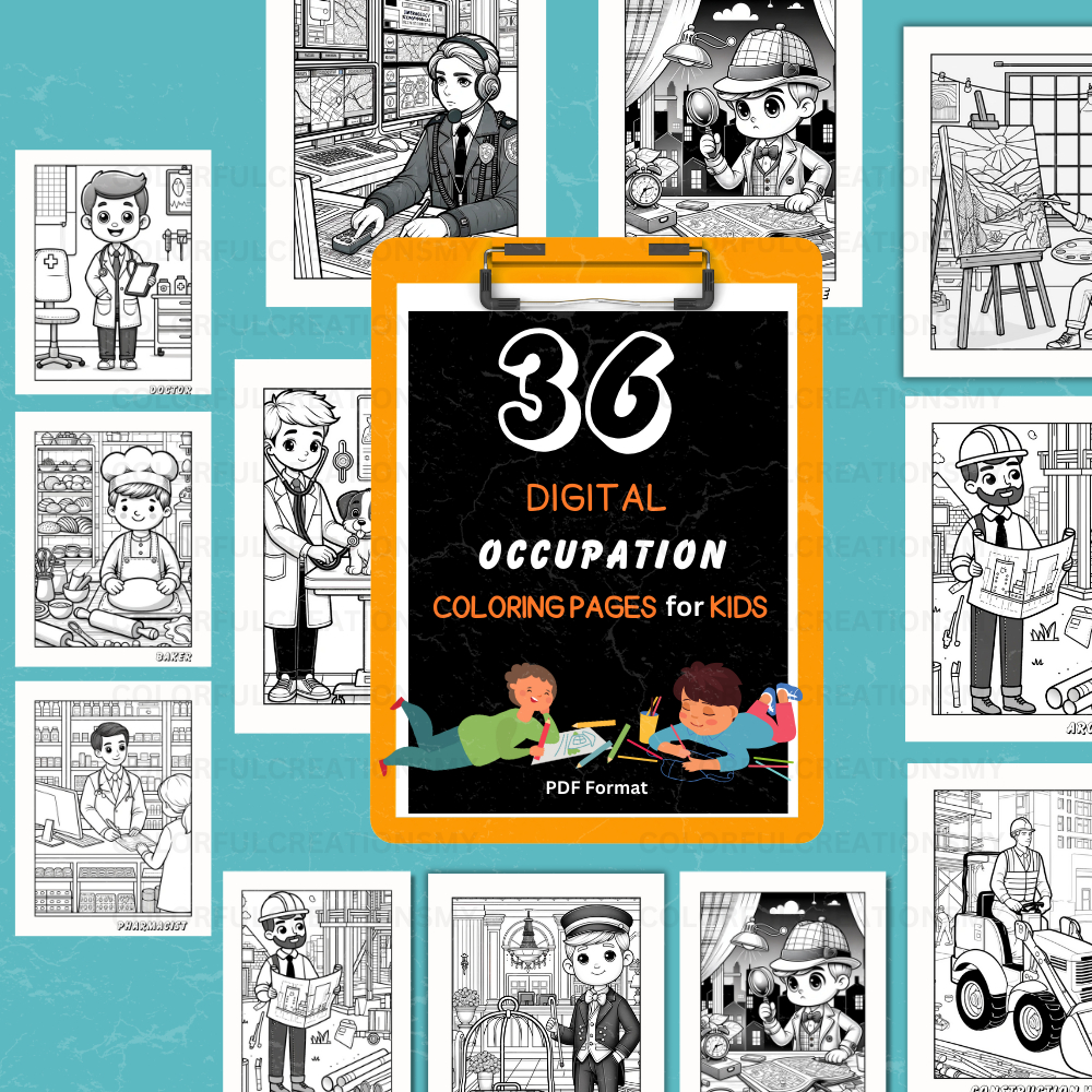 36 Occupation Coloring Pages for Kids - Digital Download, Educational ...