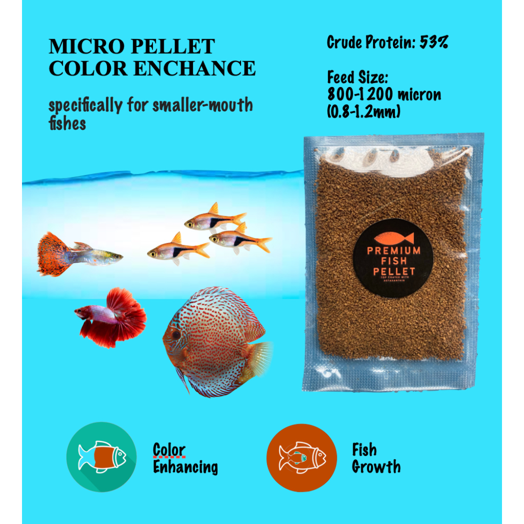 Premium Fish Pellet with Additive Astaxanthin Color Enhance 100gm ...