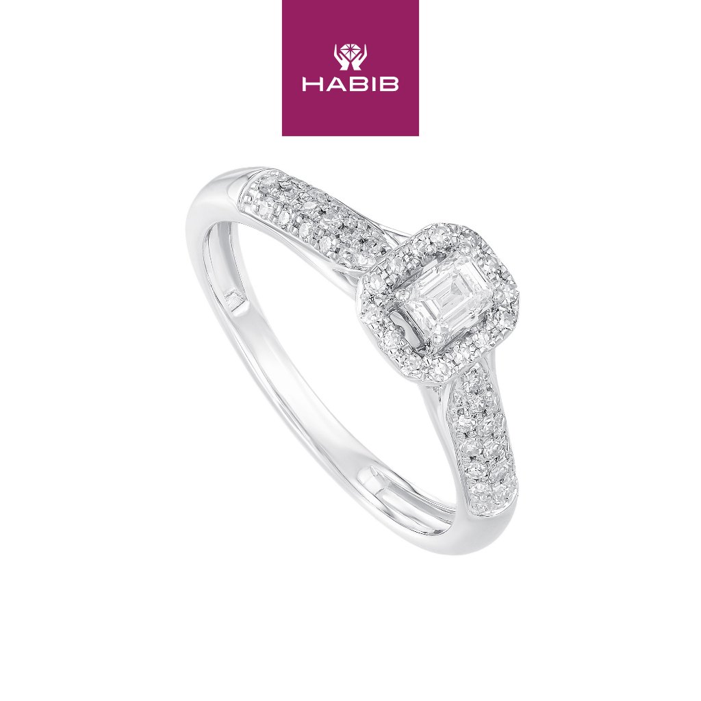 HABIB Emerald Cut and Round Diamond Ring in 375/9K White Gold 262301221 ...