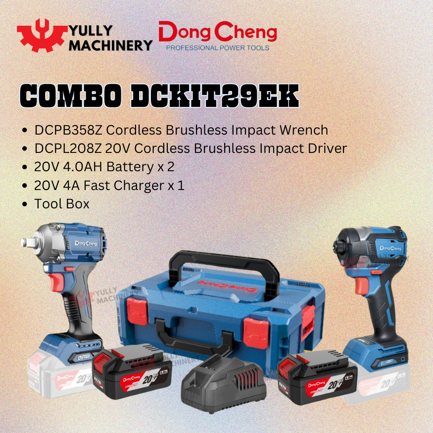 Dong Cheng DCKIT29EK Combo Set [20V Brushless Impact Wrench + Impact ...