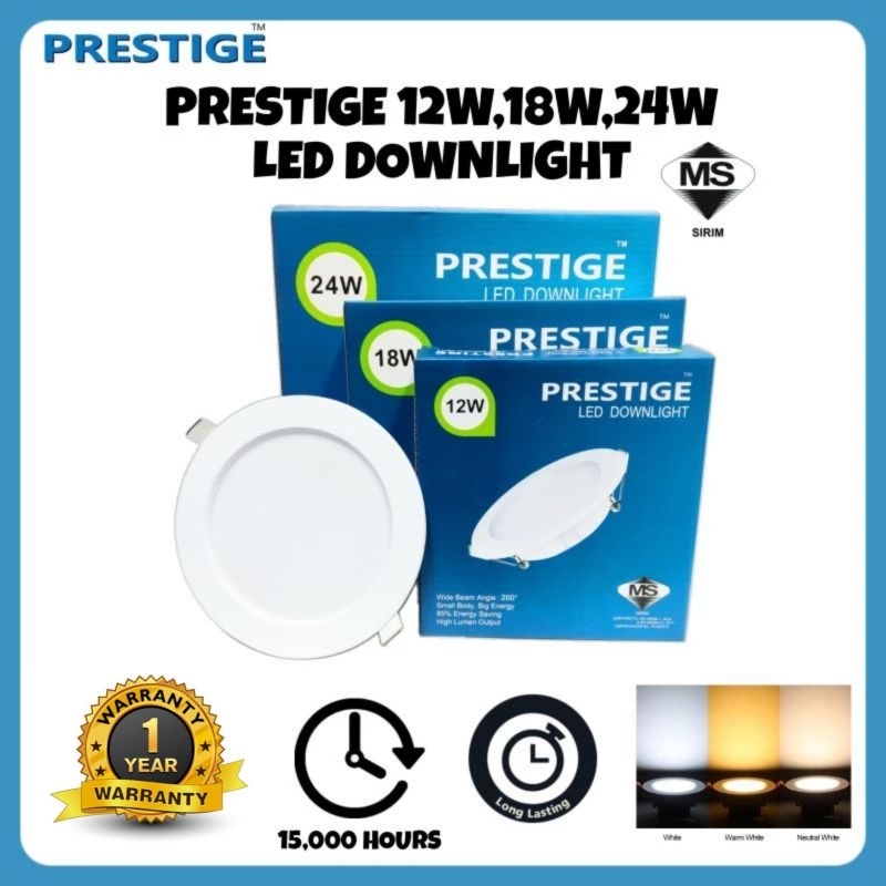 {SIRIM APPROVAL}PRESTIGE 4"12W / 6"18W/ 8"24W ROUND/SQUARE LED ...