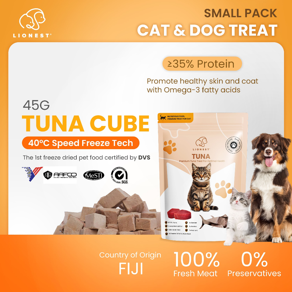 LIONEST PETS Tuna Cube (Snack Pack 45g) Premium Freeze-Dried Pet Food ...