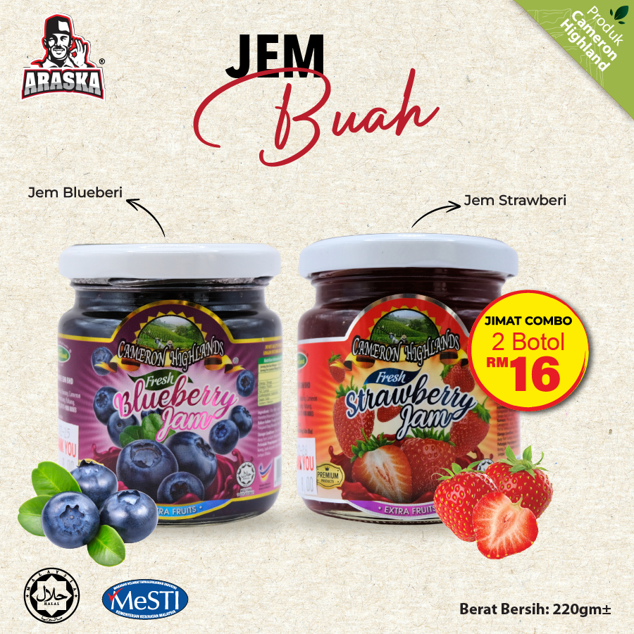Jem Strawberi & Jem Blueberi Cameron Highlands ARASKA Strawberry Jam ...
