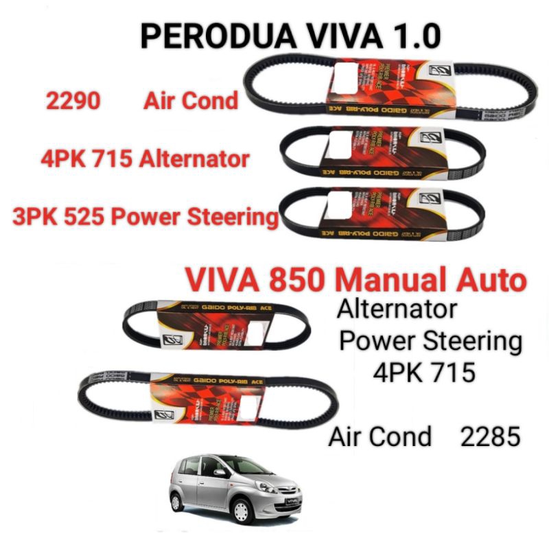 Perodua Viva 1.0 (4PK715Alternator/3PK525PowerSteering/2290AirCond ...