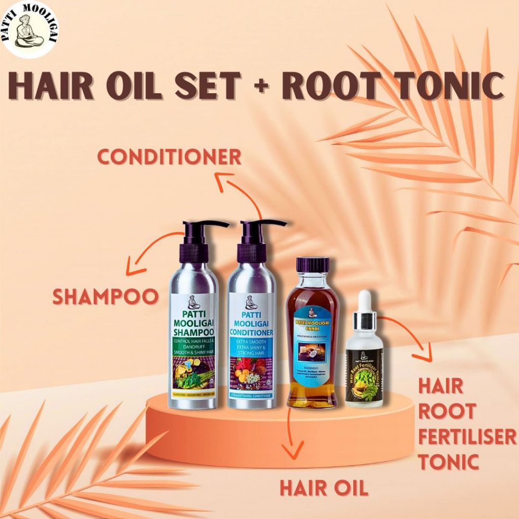 [READY STOCK] Patti Mooligai Adult Hair Oil Set + Hair Root Fertilizer ...