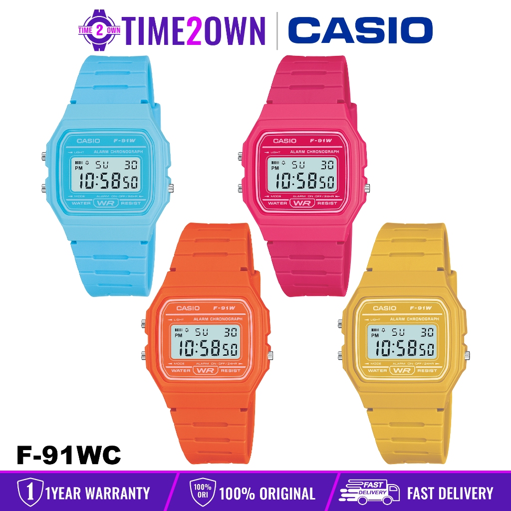 Casio F-91WC New Colors Series Digital Resin Band Unisex Sports Watch ...