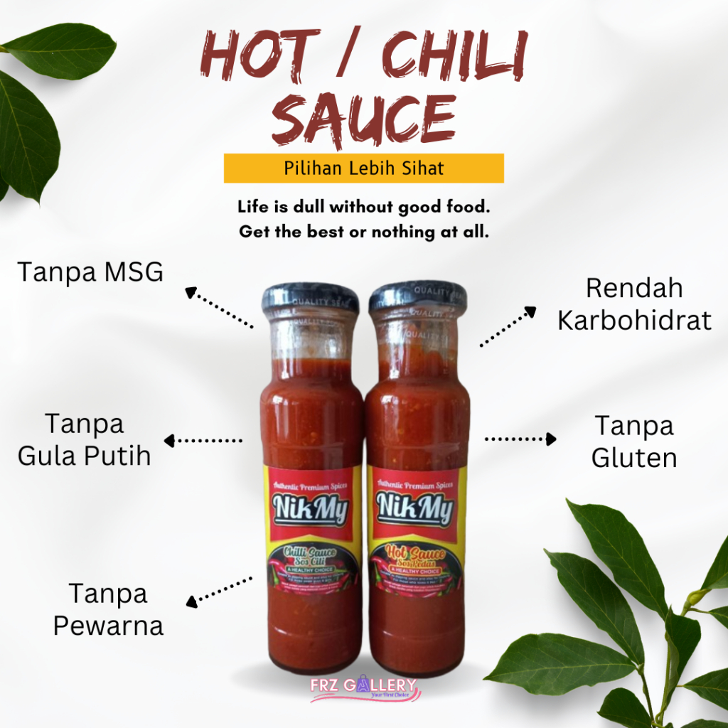 NIKMY Sos Cili / Sos Pedas Healthy Chilli Sauce / Hot Sauce (175 Gram ...
