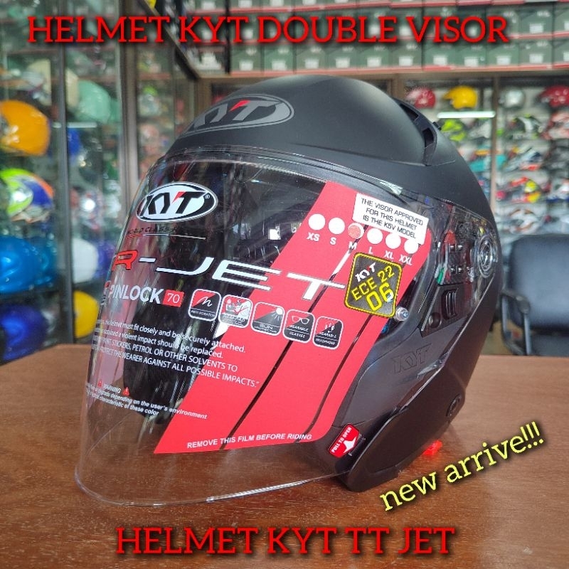 HELMET KYT TT JET DOUBLE VISOR OPEN FACE KYT HELMET TTR JET PLAIN MATT ...