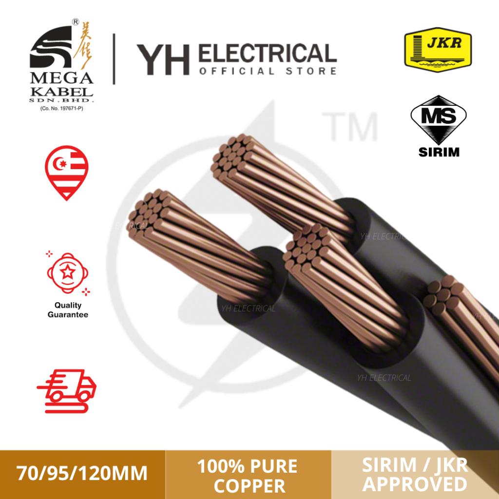 [PER METER] Mega Kabel 70mm 90mm 120mm Insulated PVC 100% Pure Copper ...