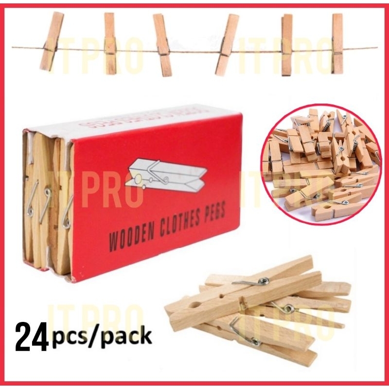 PRO🏠(24PCS)Wooden Clothes Clips | Shopee Malaysia