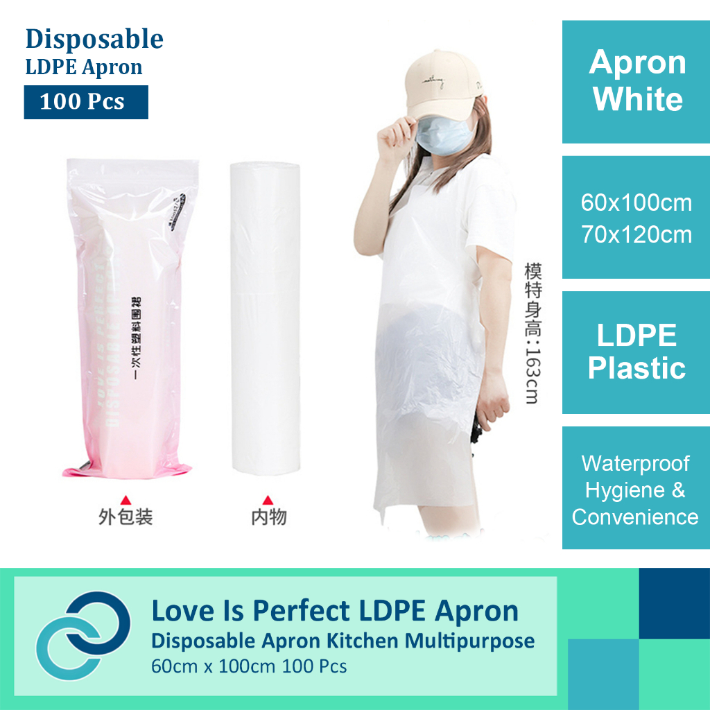 Love Is Perfect LDPE Apron Disposable Apron Kitchen Multipurpose Water ...