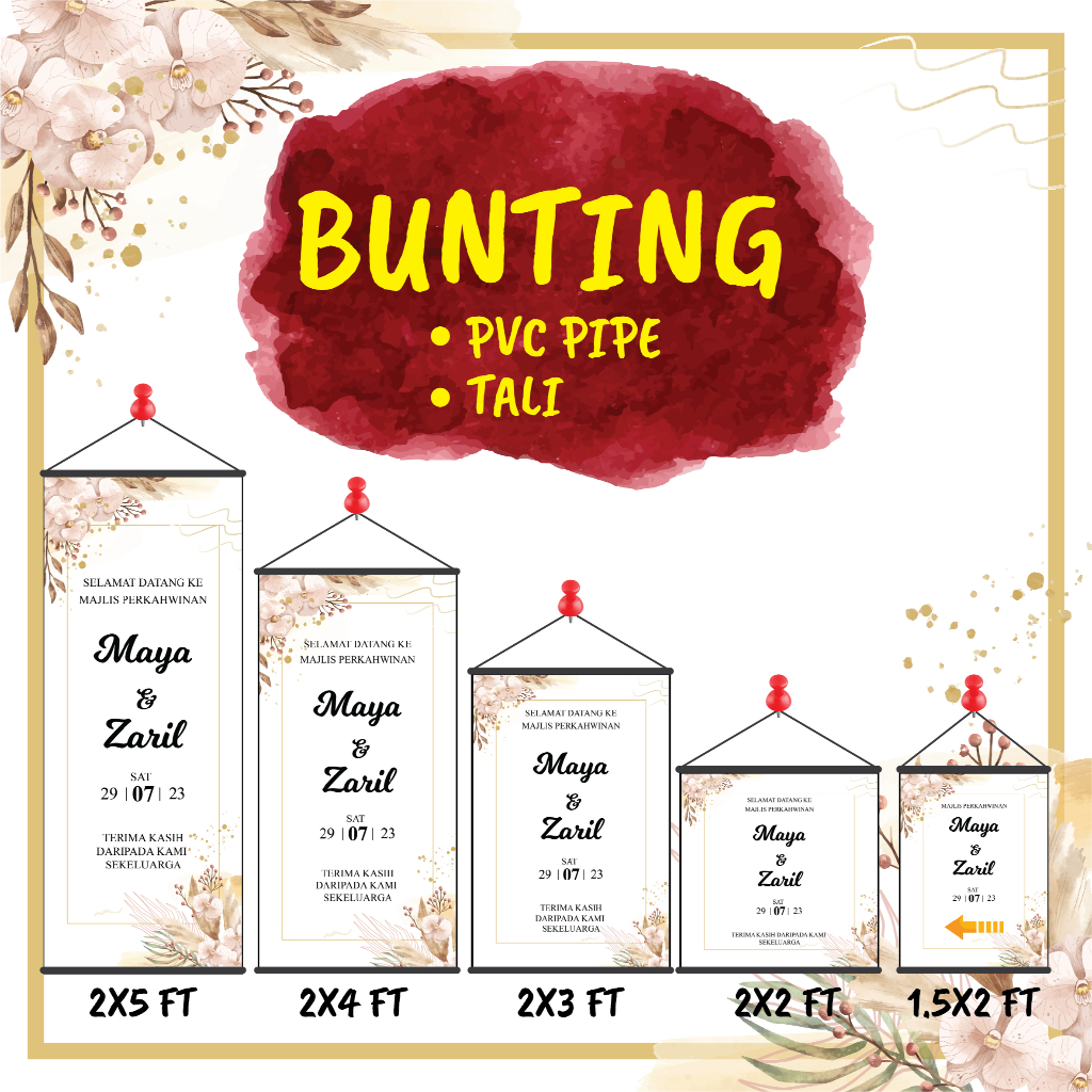 BUNTING KAHWIN / TUNANG / HARI JADI / MAJLIS AKIKAH | Shopee Malaysia