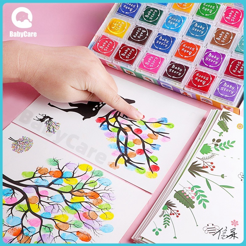 Finger Painting Art Kit Set/12&24 Colors Stamp Pad/DIY Art Craft Kid ...