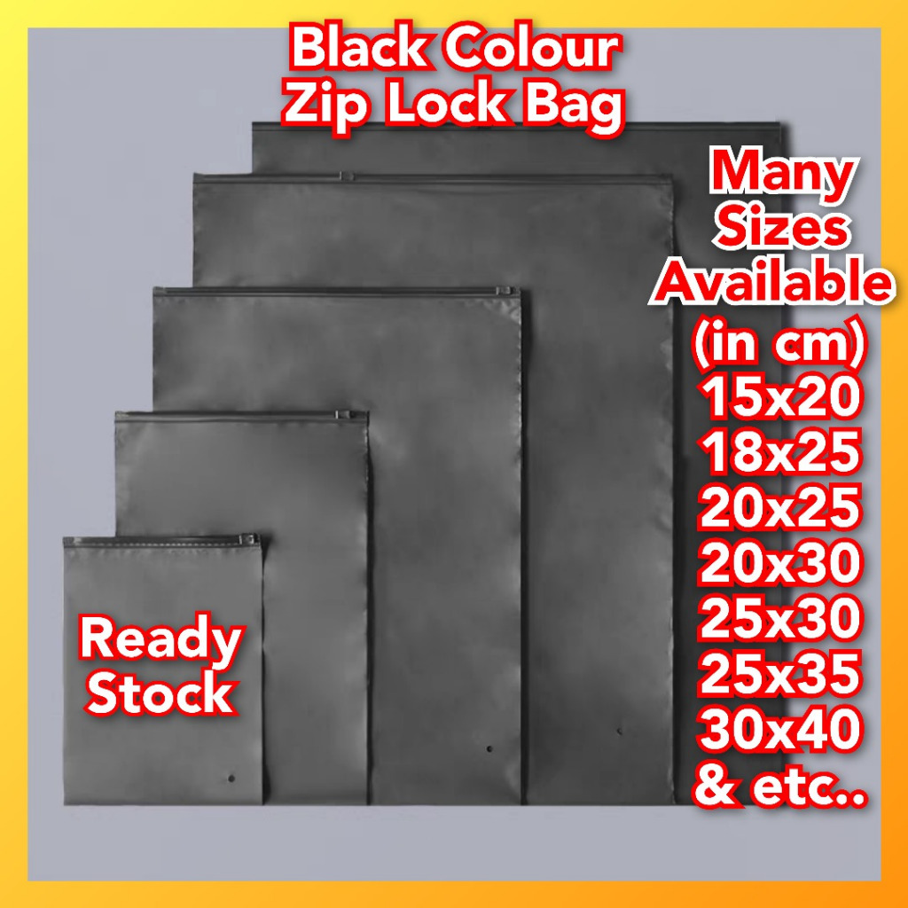 Black Colour Zip Lock Plastic Bag Zipper Double Black READY STOCK ...