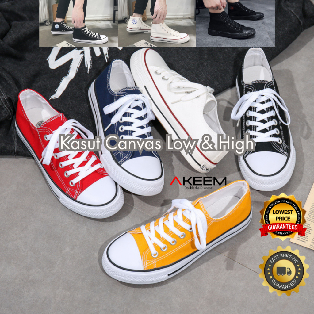 AKEEM FASHION Kasut Sneakers Men Women Shoes Canvas Sneaker High Low ...