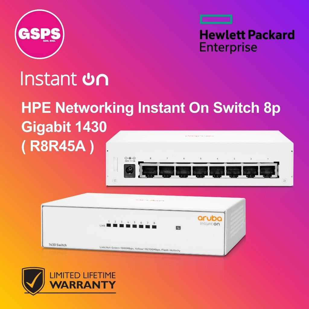 HPE Networking Instant On Switch 8p Gigabit 1430 ( R8R45A ) | Shopee ...