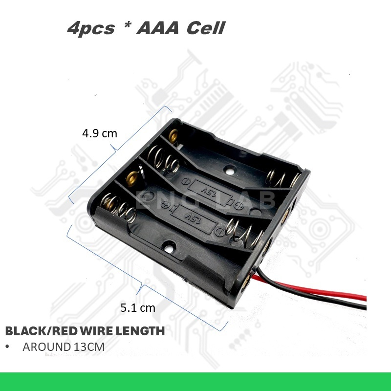 AAA 4 Cells Battery Holder Series Socket with Wire Multiply Size ...