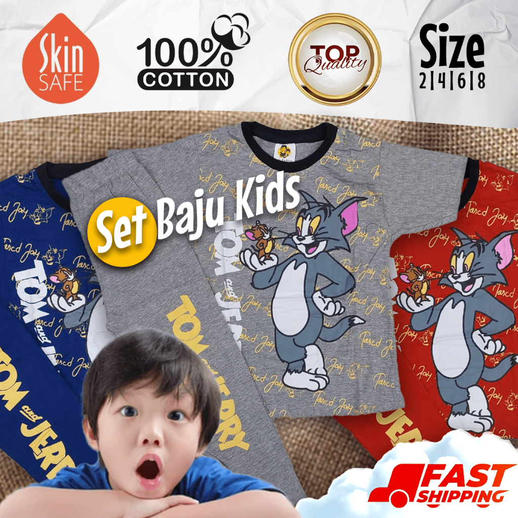 ★READY STOCK★ Tom & Jerry body Cartoon Set Baju T-Shirt Kids | Baju ...