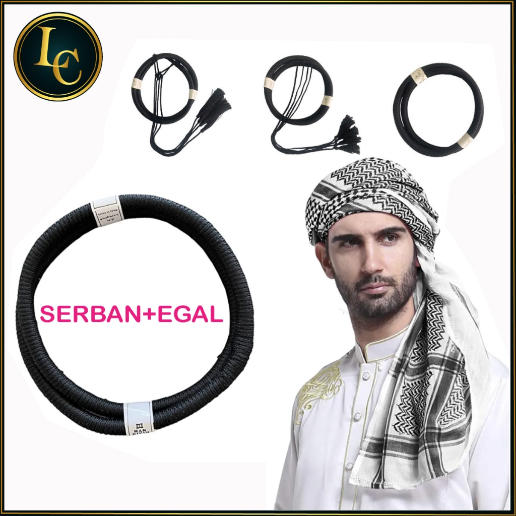 SERBAN MALAKI /SINAM+EGAL /Arabic Turban Pashmina/Turban Rope Tie/IGAL ...