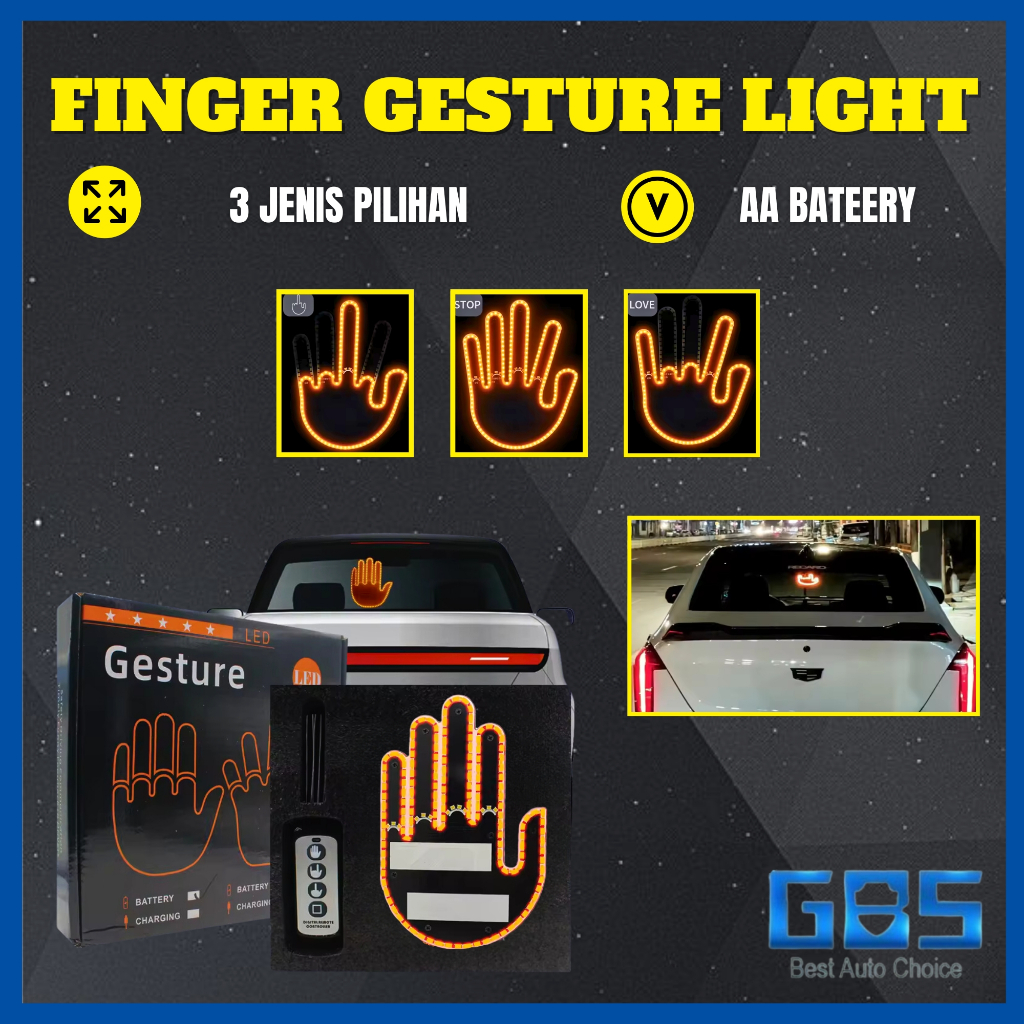 GBS CAR LED CAR FINGER GESTURE LIGHT WITH REMOTE CONTROL MIDDLE FINGER ...